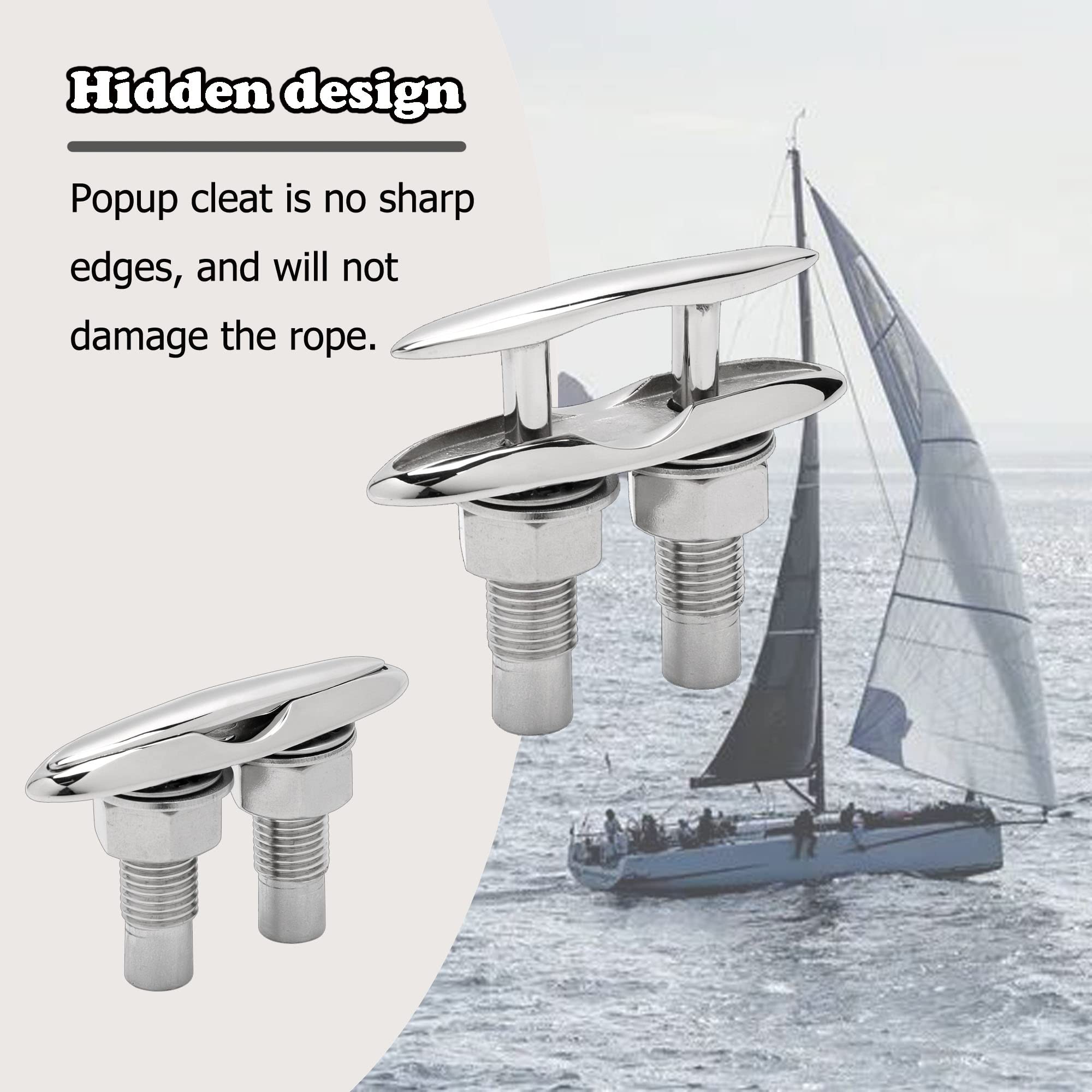 Snapklik.com : Searoam Pull Up Boat Cleats Retractable Boat Claet 316 ...