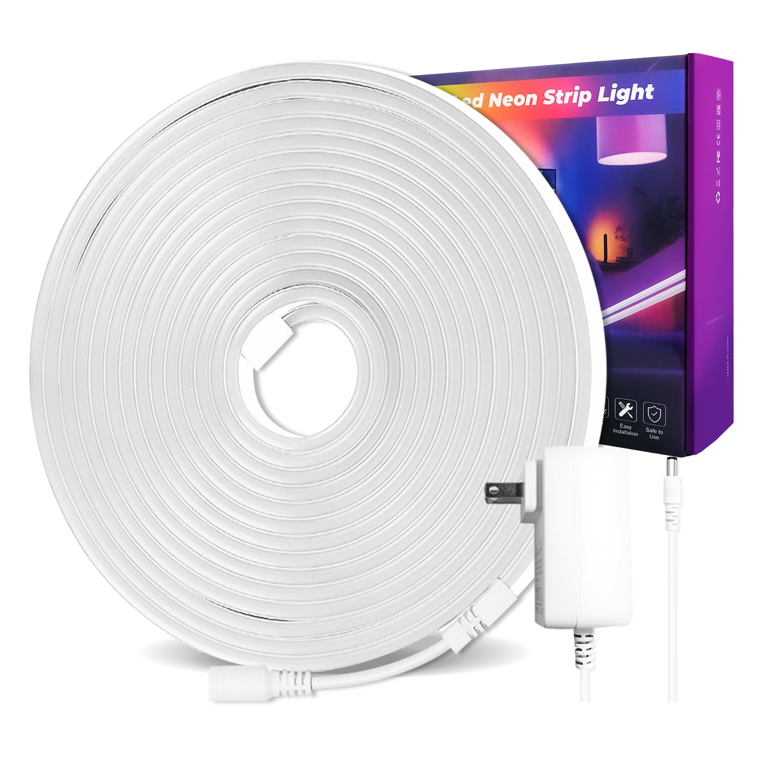 iNextStation Warm White LED Strip Lights, 16.4ft Neon Rope Lights with ...