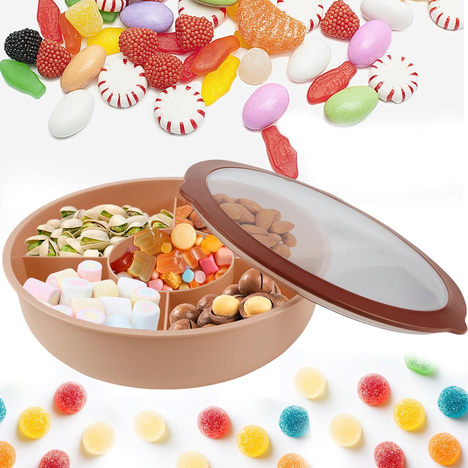 Jeinbuil Snack Plate with 5 Compartments Snack Storage Box Reusable ...
