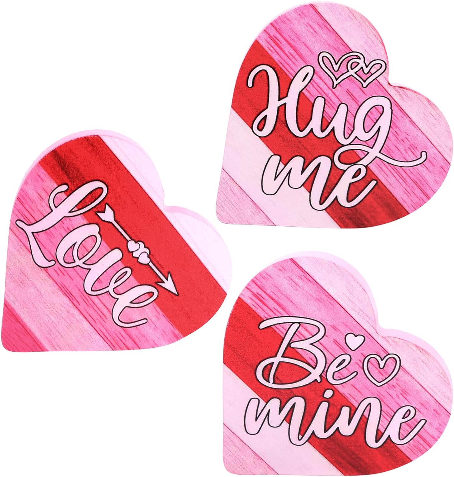 Amazon.com: 4 PCS Valentine Heart Wood Sign Heart Shaped Wooden Table ...