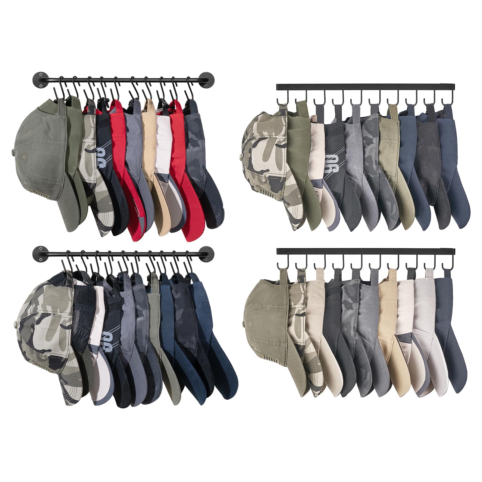 Amazon.com: Mkono Set of 2 Hat Rack for Wall Baseball Cap Organizer ...