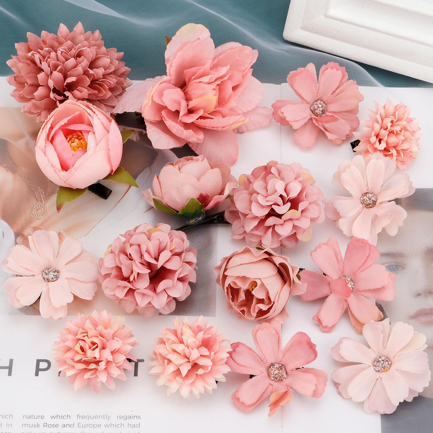 Amazon.com : SuPoo 16 Pack Rose Flower Hair Clips Small Hawaiian Flower ...