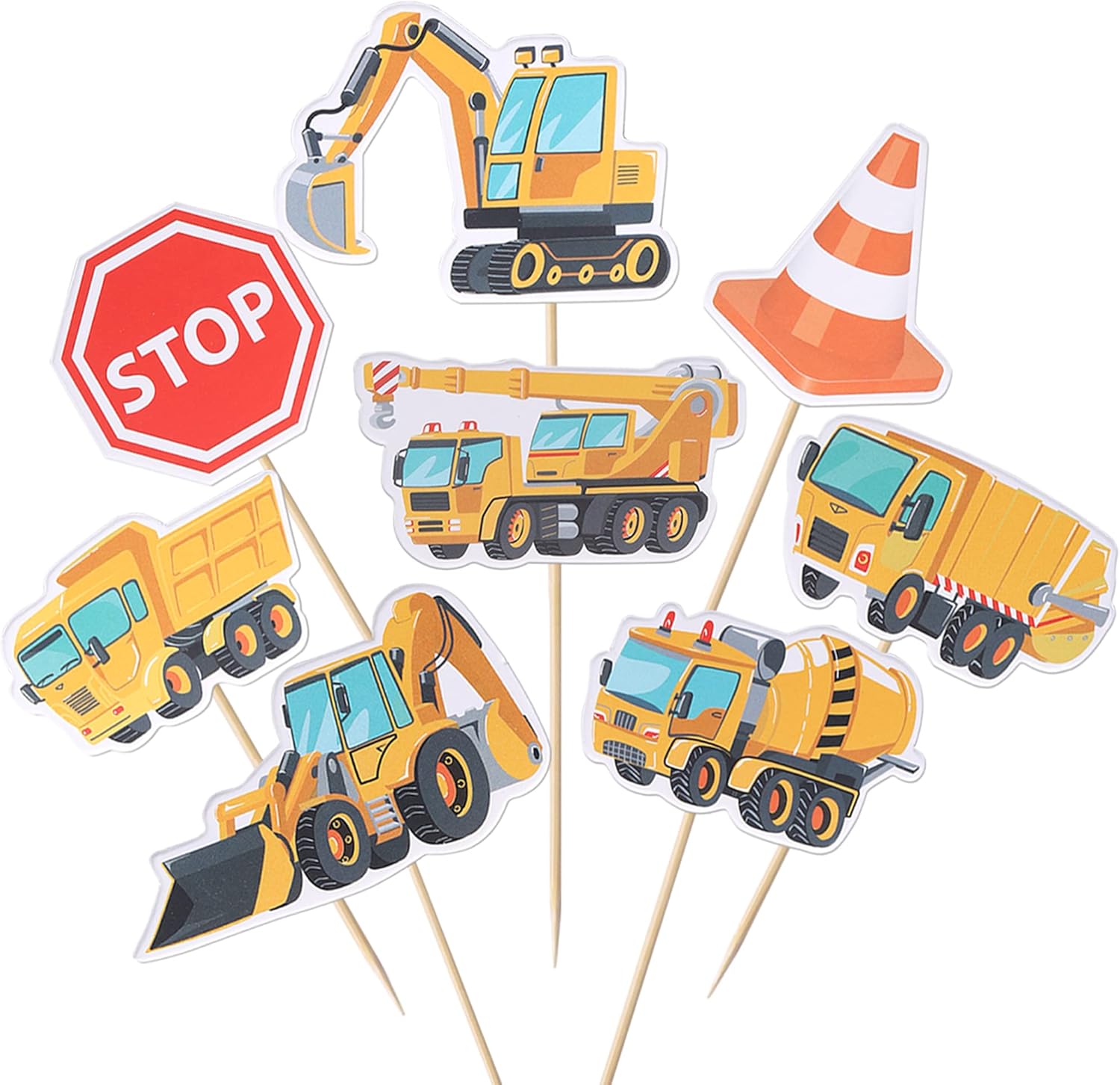 SYKYCTCY 32 Pack Construction Cupcake Toppers Dump Truck Excavator ...