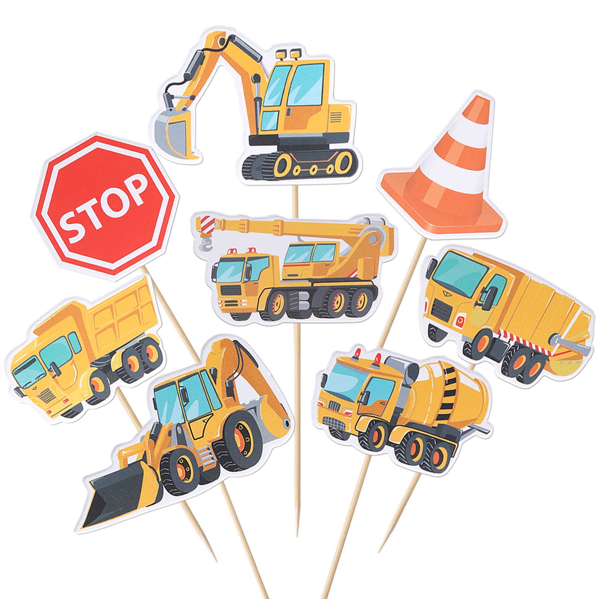 Buy 32 Pack Construction Cupcake Toppers Dump Truck Excavator Tractor ...