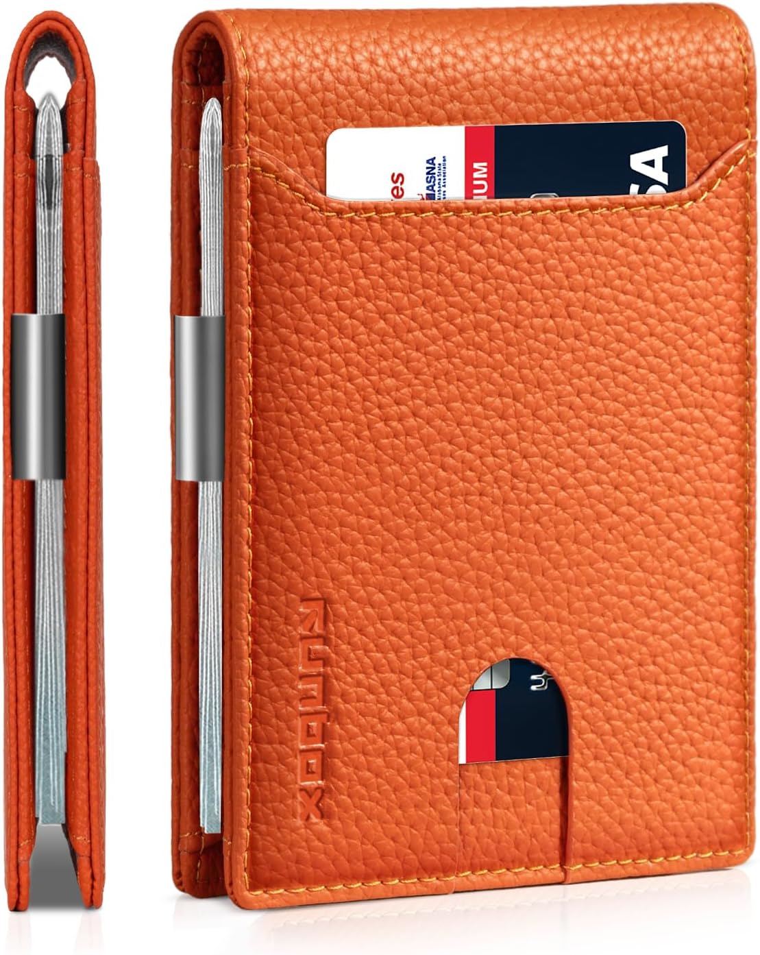 Amazon.com: RUNBOX Slim Wallets for Men - Leather Money Clip Mens ...