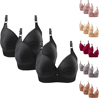 3 Pack Women's Push Up Wireless Bra Plus Size Comfort Support No ...