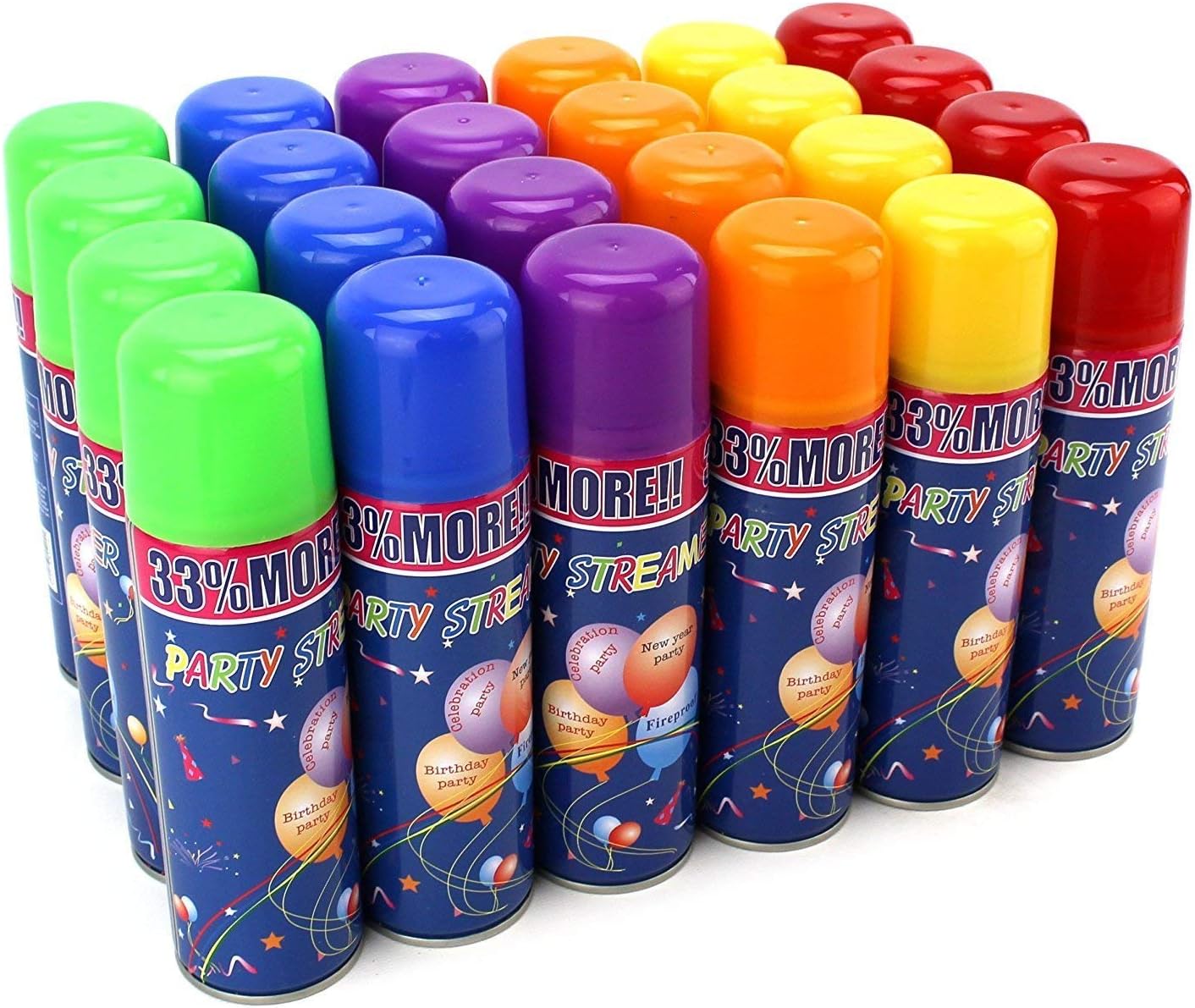 Amazon.com: 24 pcs Pack of Fun Party Streamer Spray String In A Can for ...