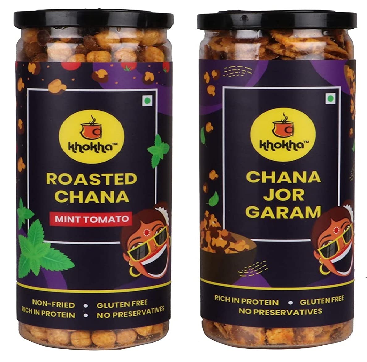 Khokha Chana Jor Garam and Roasted Chana Mint Tomato Flavour, Bhuna ...