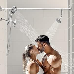 Dual Shower Head for Couples, Multimodal Tandem Shower Head with Handheld Spray Combo, High ...