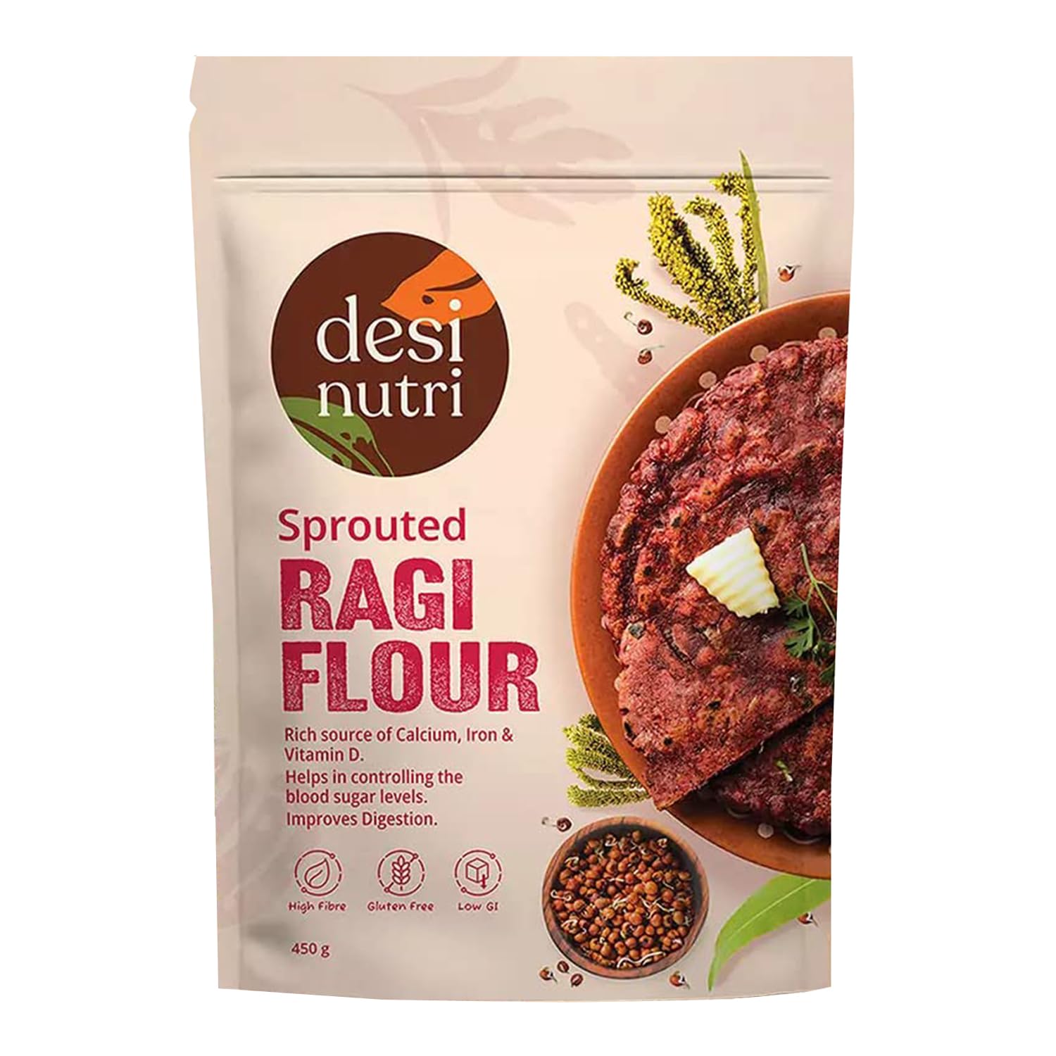 Amazon.com : Desi Nutri Sprouted Ragi Flour | Ragi Powder | Ragi Malt ...