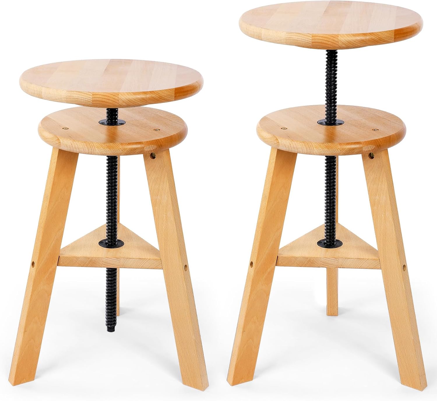 Amazon.com: RattanView 2 Pcs Wooden Drafting Stool with Adjustable ...