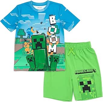 Minecraft Creeper - Conjunto de playera y pantalones cortos para niños ...