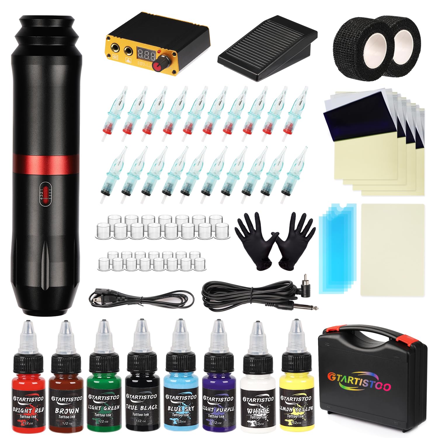 Amazon.com: Tattoo Kit, Tattoo Gun Kit with 8 Colors Tattoo Inks Set ...