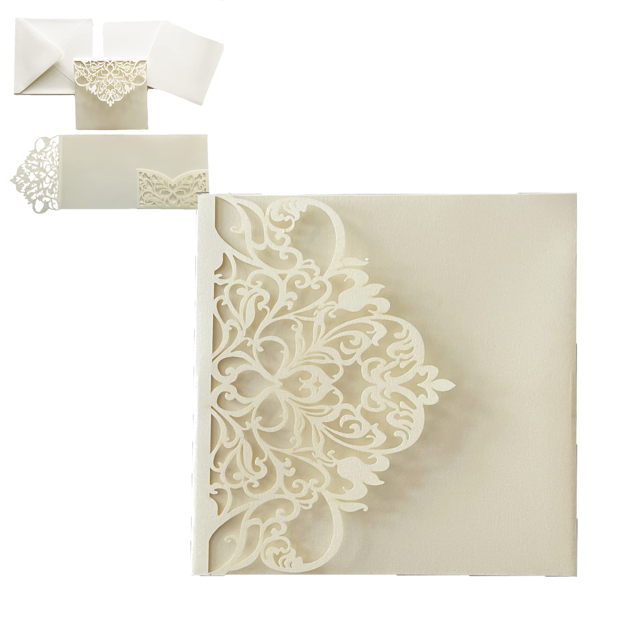 Diy Pocket Folder Wedding Invitations Rococo Laser Cut Pocket Fold