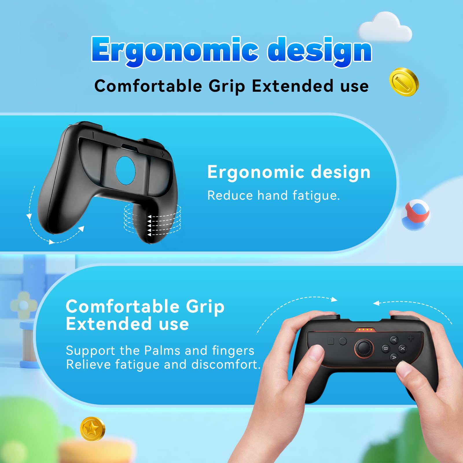 Snapklik.com : Grip For Nintendo Switch 2/1 Joy-Con, Joycon Grips For ...
