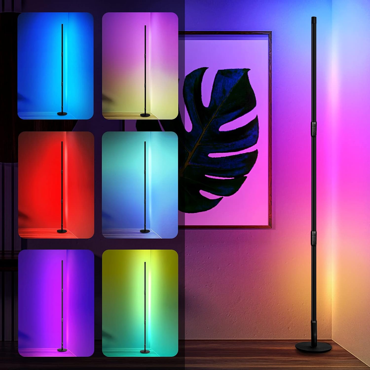 Aney Well LED Floor Lamp Dimmable, RGB Color Changing Mood Lighting ...