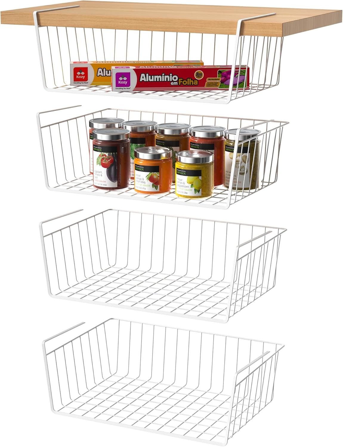 Amazon.com - Bellsal Under Shelf Basket, 4 Pack Metal Hanging Wire ...