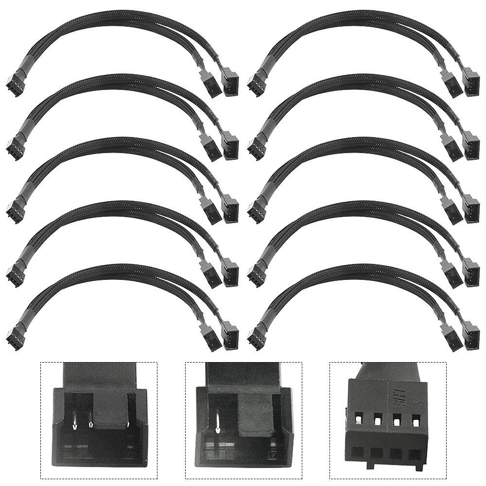 Snapklik.com : 10 PCS PC PWM Fan Splitter Cable 4 Pin Y Splitter 1 To 2 ...