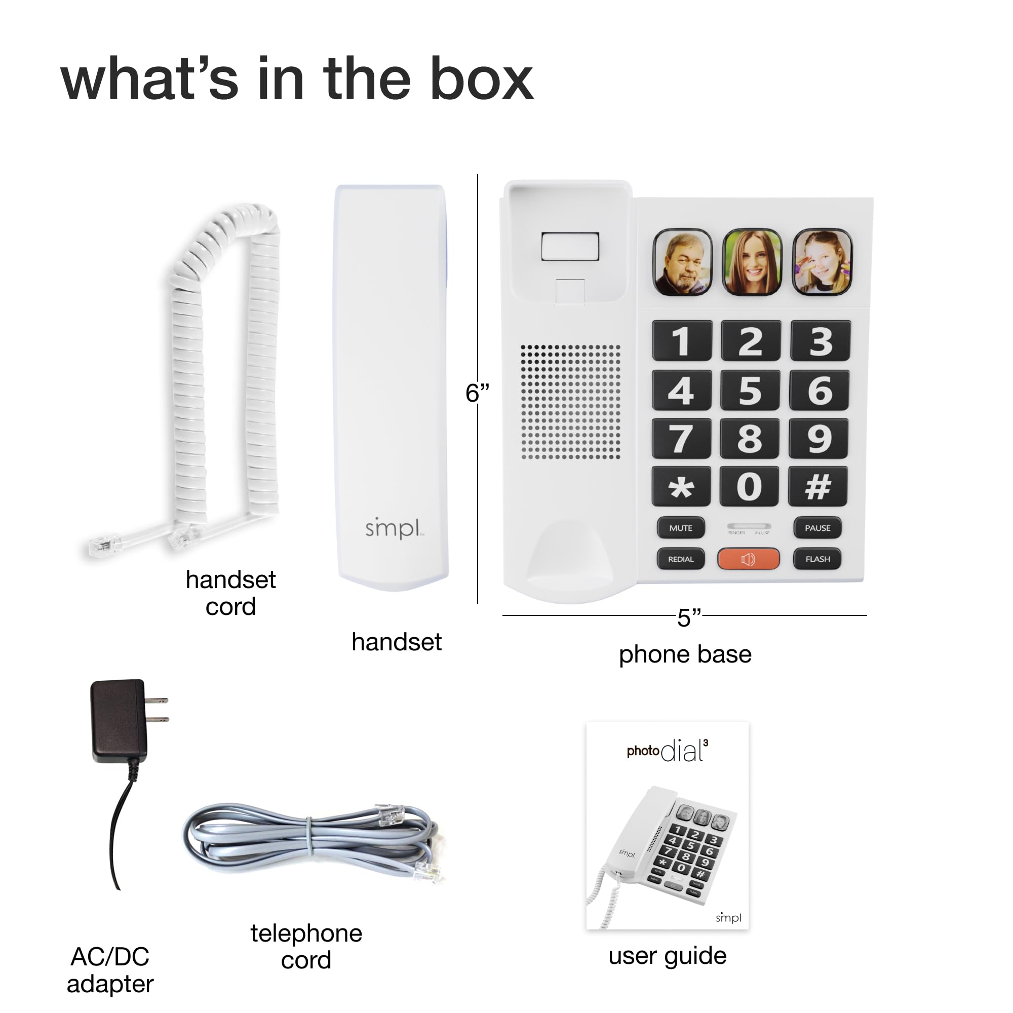 Snapklik.com : SMPL Big Button Phone For Seniors, Simple Corded ...