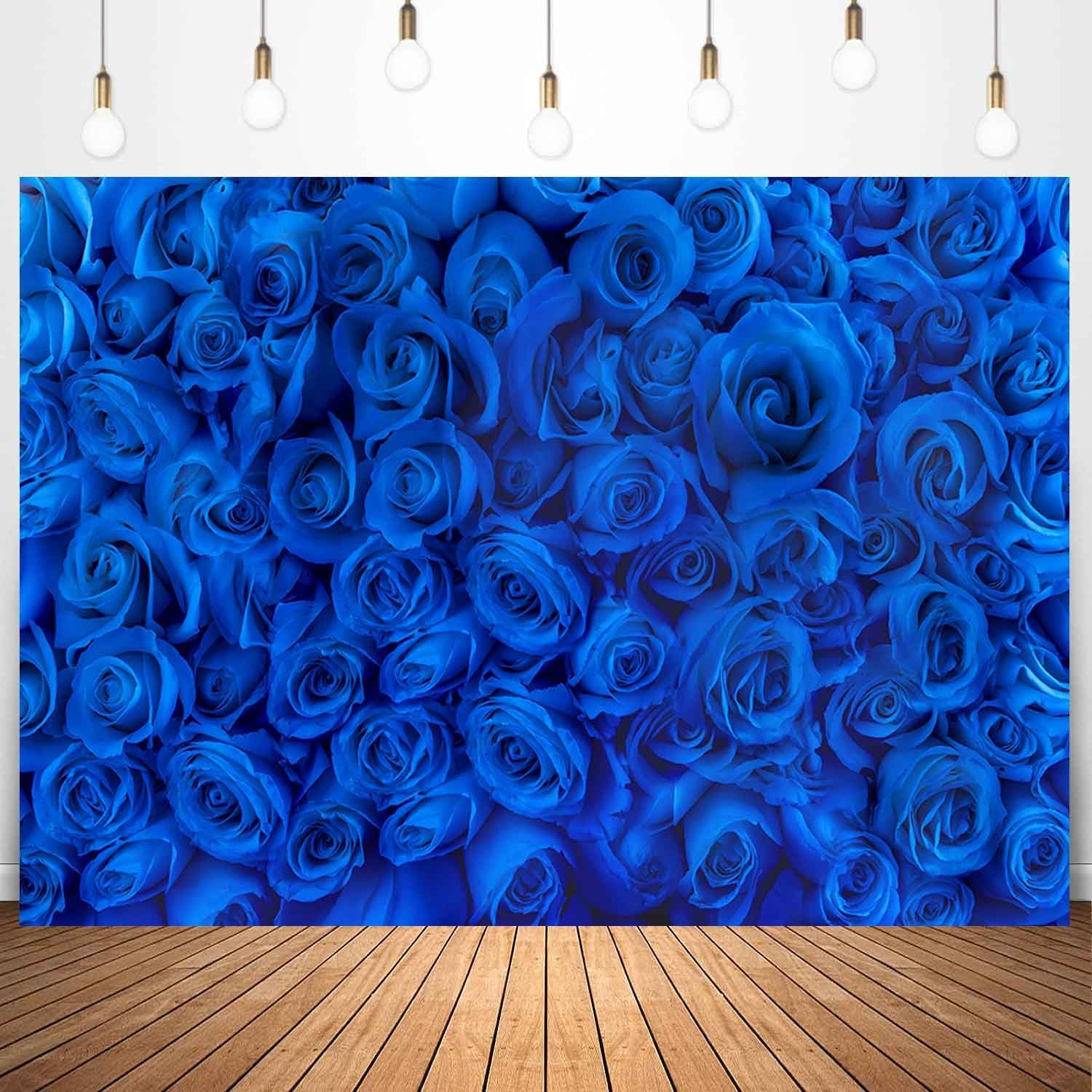 Amazon.com : Ayayiya Blue Rose Flower Backdrop Royal Blue Rose Floral ...