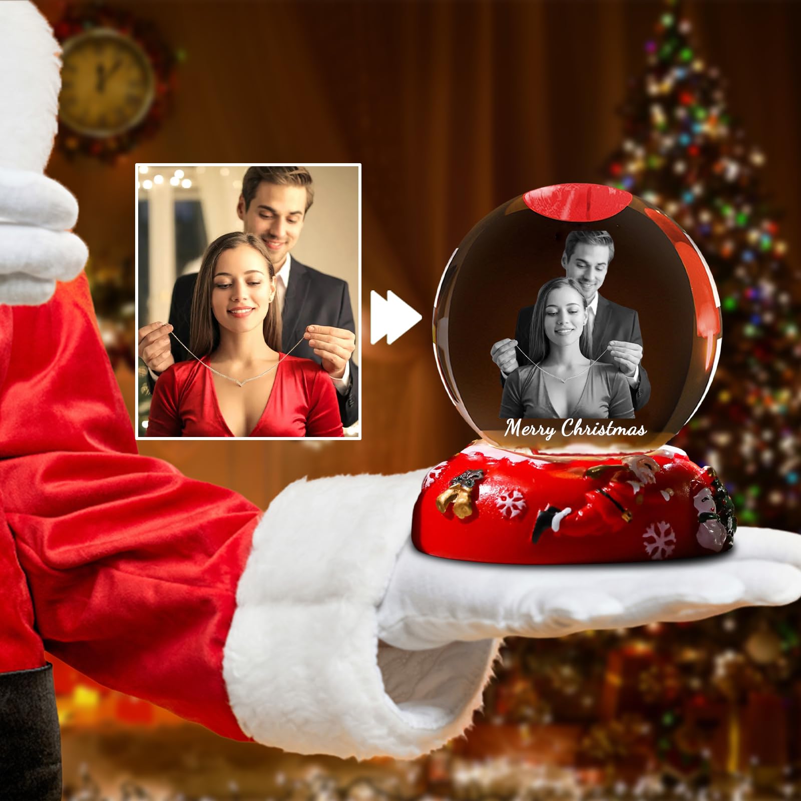 Amazon.com: Personalized Snow Globe with Photo, Custom Lighted ...