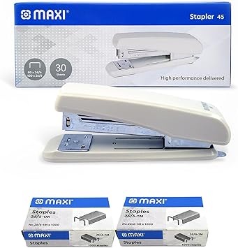 Maxi Stapler 30 Sheets + Staples 26/6 1000pcsX2Pkts, ideal for office ...