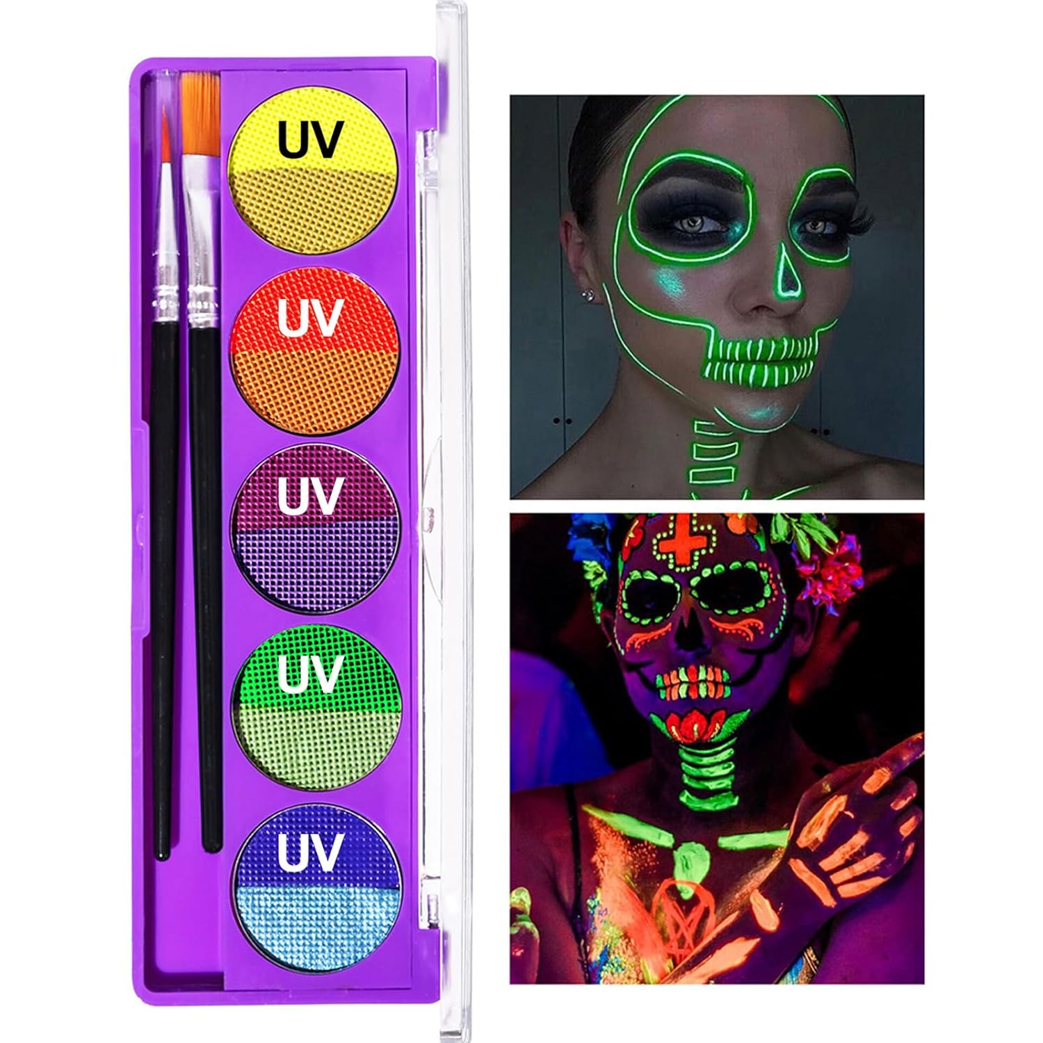 Amazon.com: Glow in the Dark Face Paint, Neon Face Paint, Glow Body ...