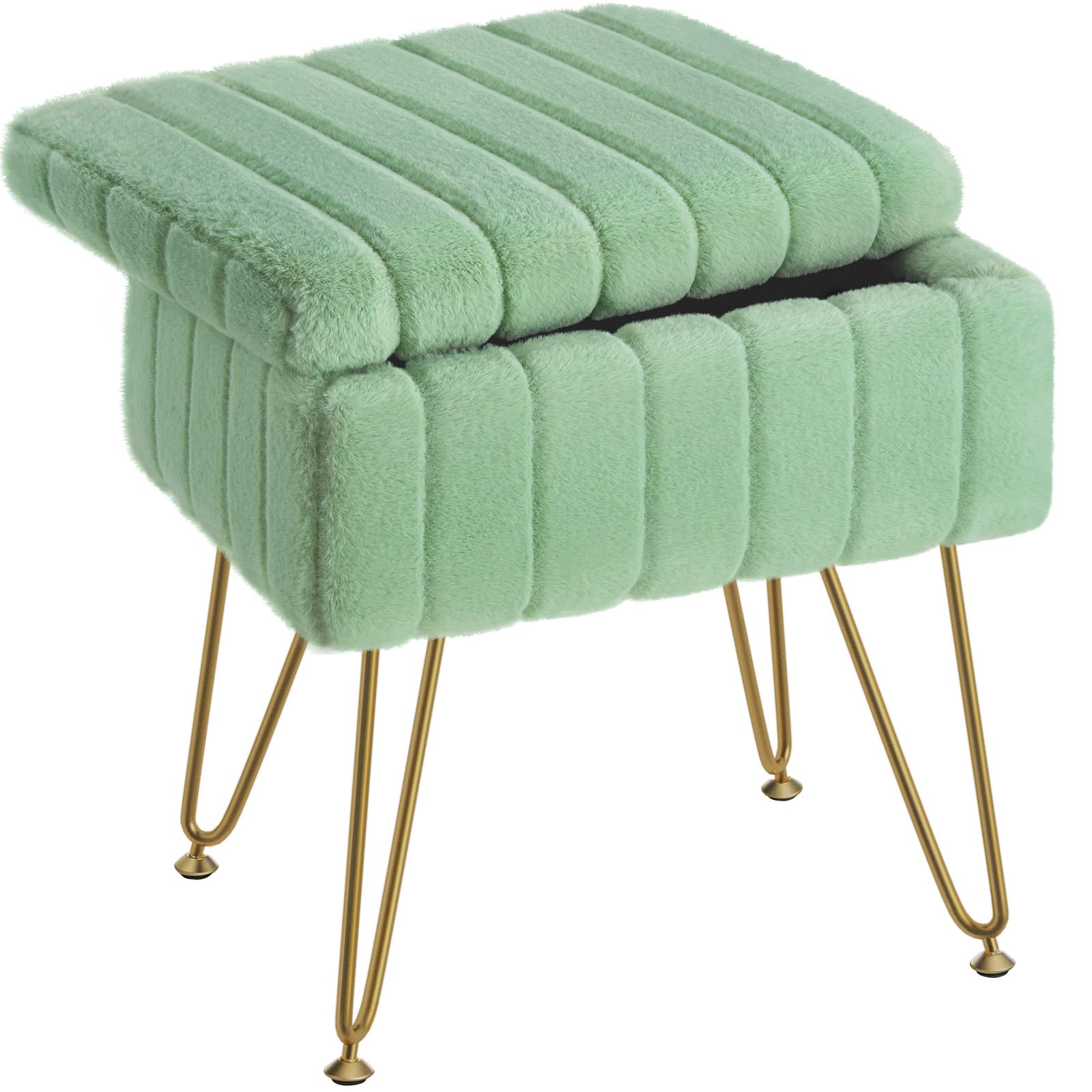 Amazon.com: Greenstell Vanity Stool Chair Faux Fur with Storage, 15.7"L ...
