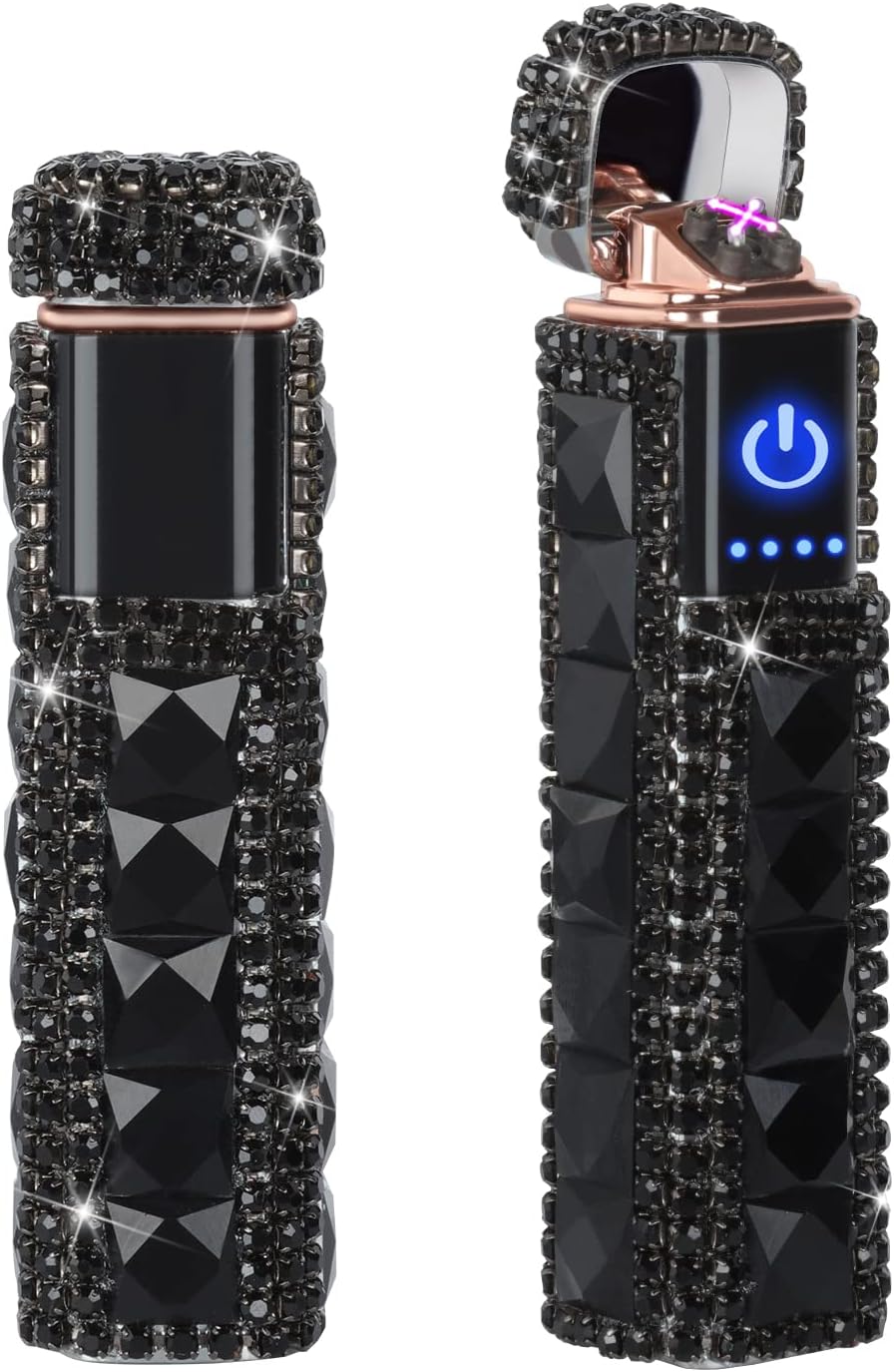 Amazon.com: Electric Lighter Bling Glitter USB Rechargeable Lighters ...