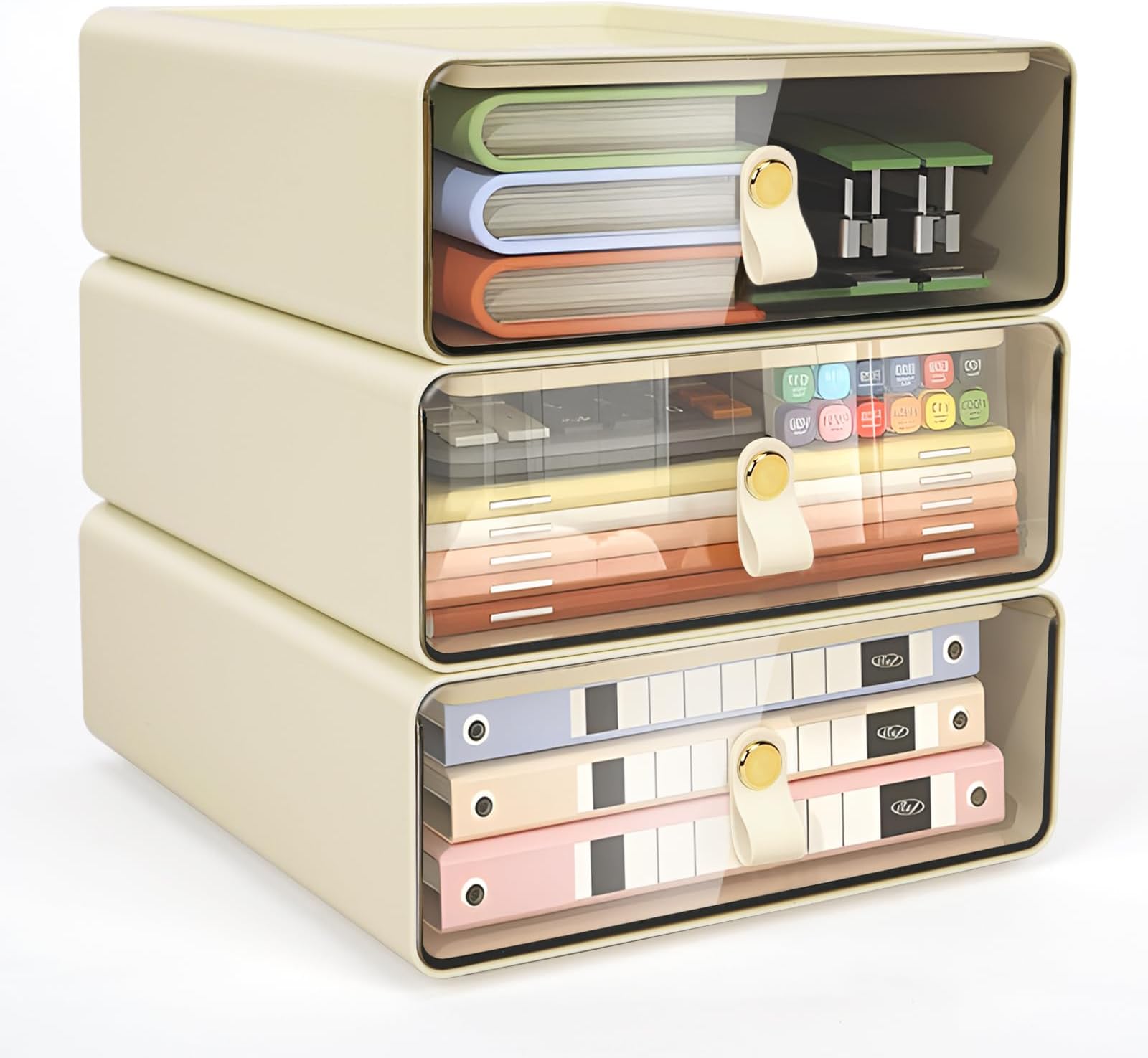 OSTWOLKE Schubladenbox Schreibtisch mit Schubladen Stapelbar 3 Stück ...