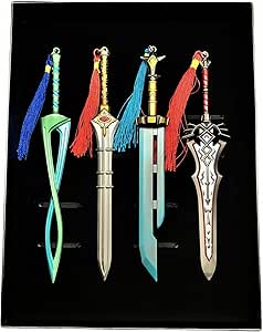 Amazon.com: Set of 4 in 1 Sword Game Weapon Box Metal 8.7'' Fierce ...