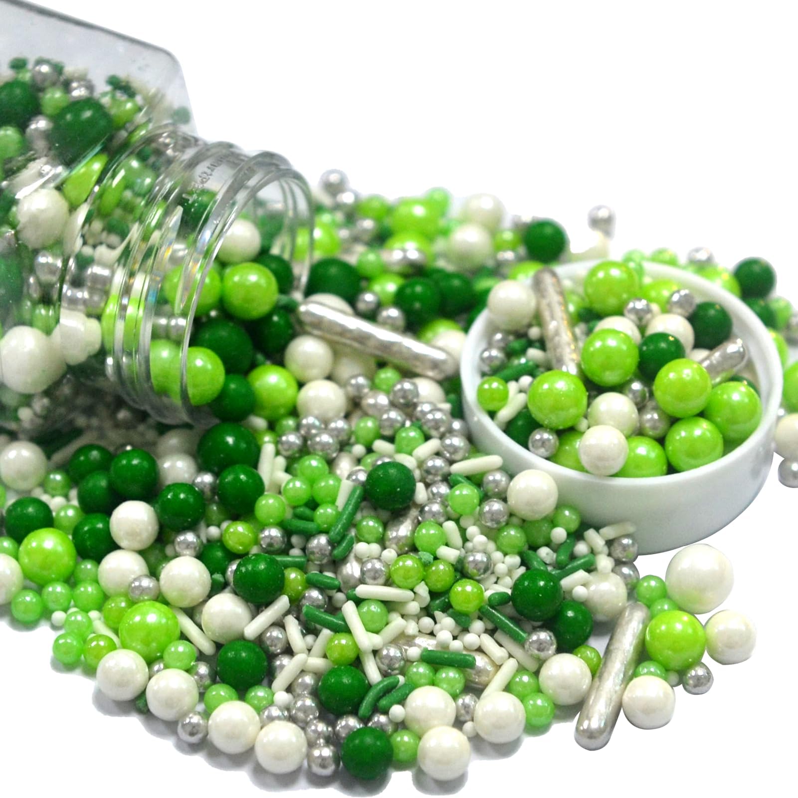 Amazon.com: Green and White Sprinkles for Cake Decorating Edible Sugar ...
