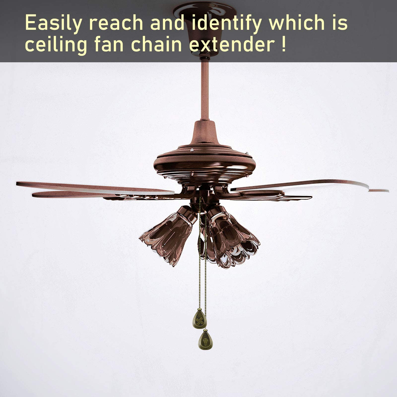Snapklik.com : 4 Pieces Ceiling Fan Pull Chain Extender Ornament 12 ...