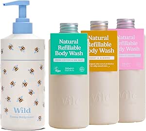 Wild Natural Refillable Body Wash Starter Kit - Includes Bee Print ...