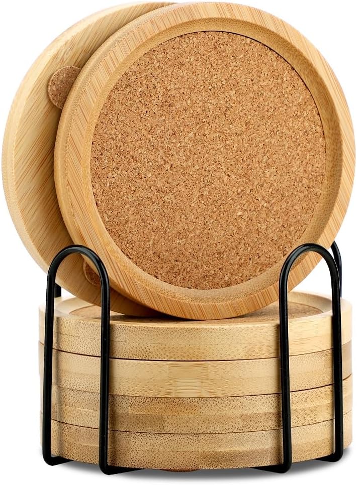 Amazon.com: Wooden Coasters for Drinks, Black Coasters with Holder ...