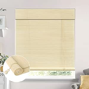 Amazon.com: EVOZEN No Tool No Drill Custom Bamboo Blinds, Bamboo Blinds for Interior Windows ...
