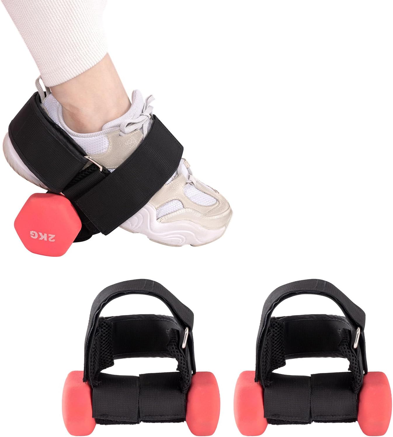 JMGO 2pcs Feet Dumbbell Attachment Black Adjustable Ankle Straps Weight ...