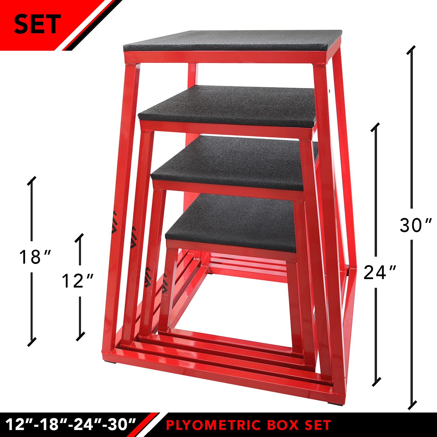 JFIT Plyometric Boxes NO Assembly Required Single Height Box Set and ...