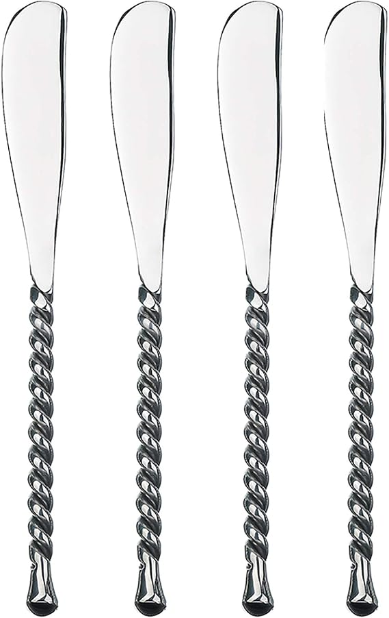 Amazon.com: Gourmet Settings - 4-Piece Spreader Knife Set - Silver Tear ...