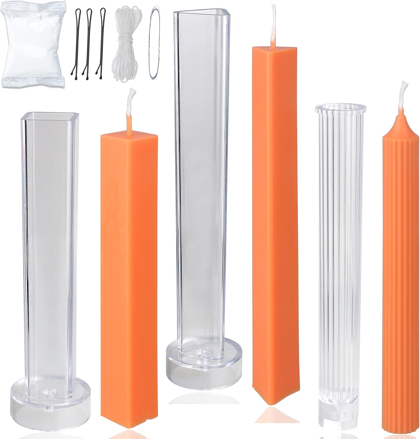 MILIVIXAY 3PCS Pillar Candle Molds - Perfect for Making Stripe, Square, and Triangle Shape ...