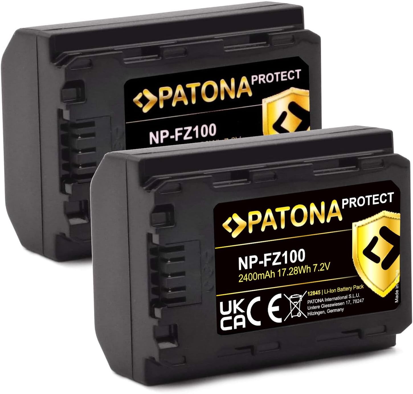 PATONA V1 Protect NP-FZ100 Battery Pack NP-FZ100 (2400 mAh) with Protective Case Class V1 ...