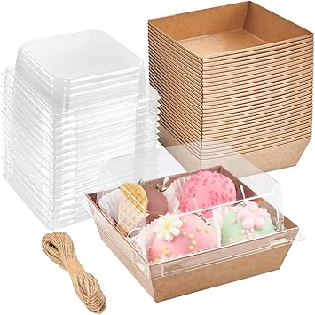 Amazon.com: ZORRITA 50 Pack Small Paper Charcuterie Boxes with Clear ...