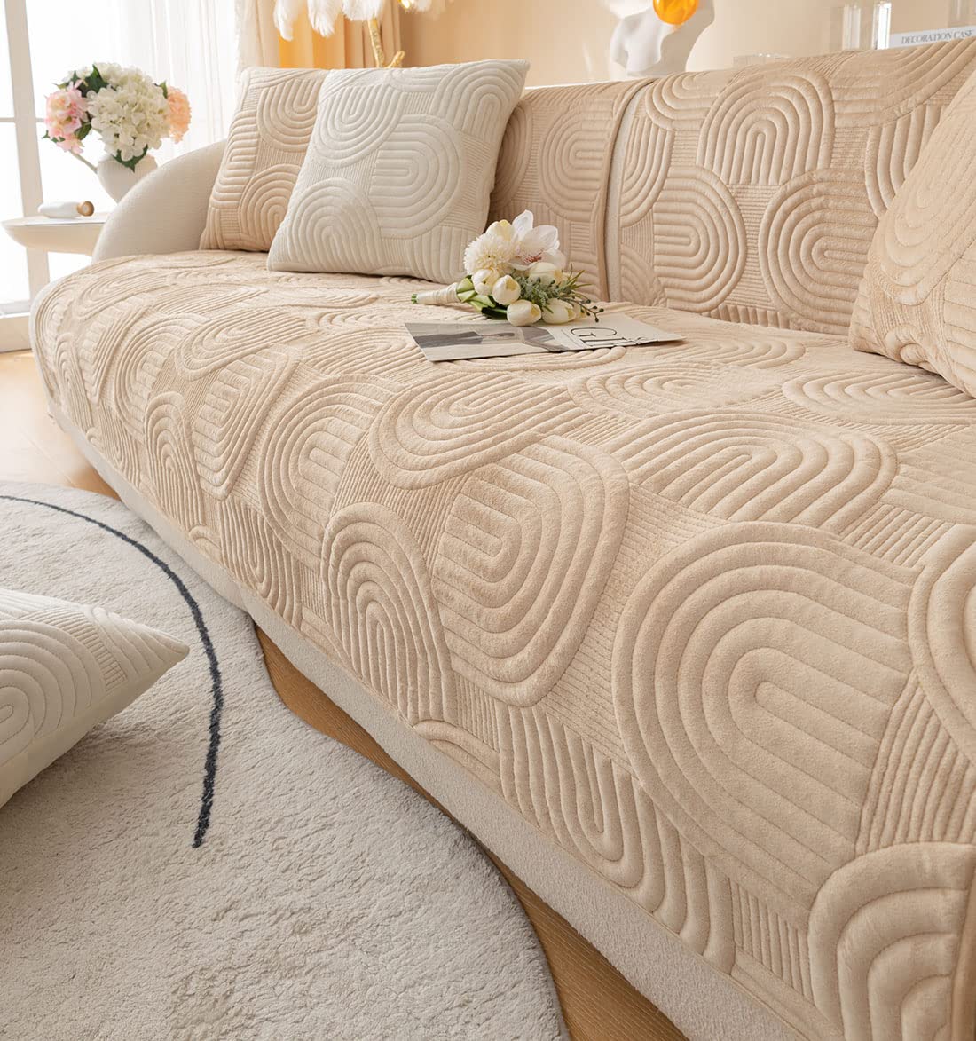 Amazon.com: XSlive Soft Plush Geometric Quilted Couch Sofa Cover Boho ...