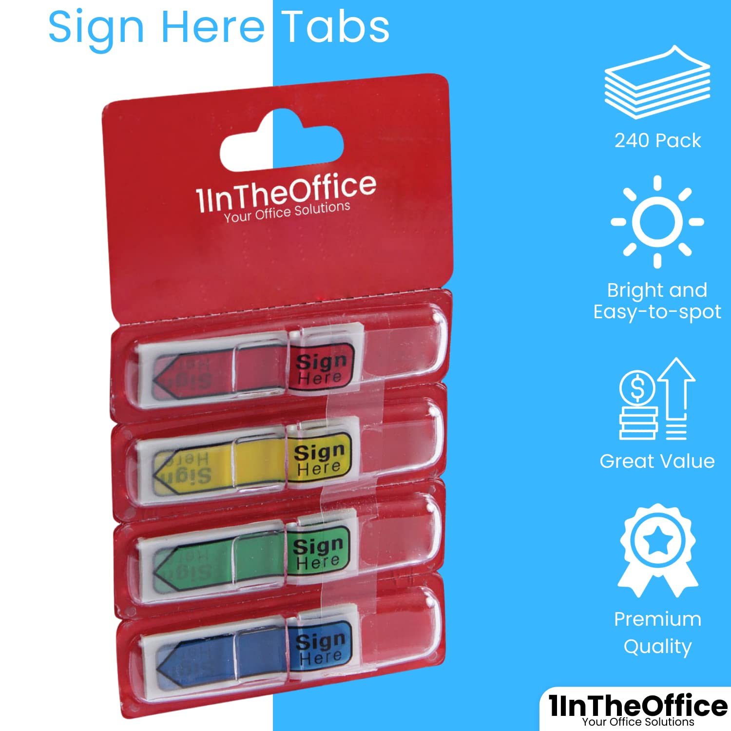 Snapklik.com : Sign Here Tabs, 1/2" Assorted Color Sign Here Stickers ...