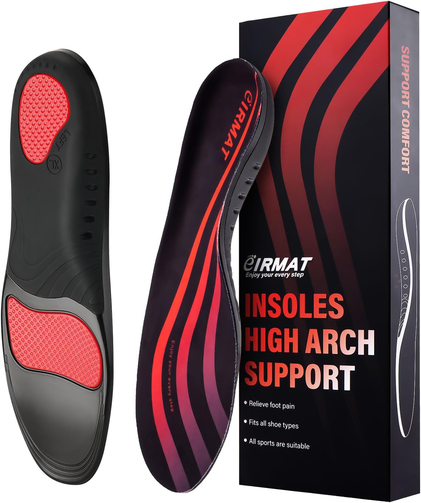 Amazon.com: Plantar Fasciitis Insoles, Arch Support Inserts Men Women ...
