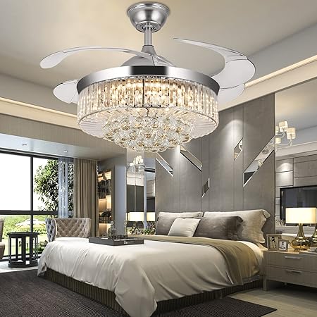 Amazon.com: Panghuhu88 42"Invisible Ceiling Fan Chandelier Light,Modern ...
