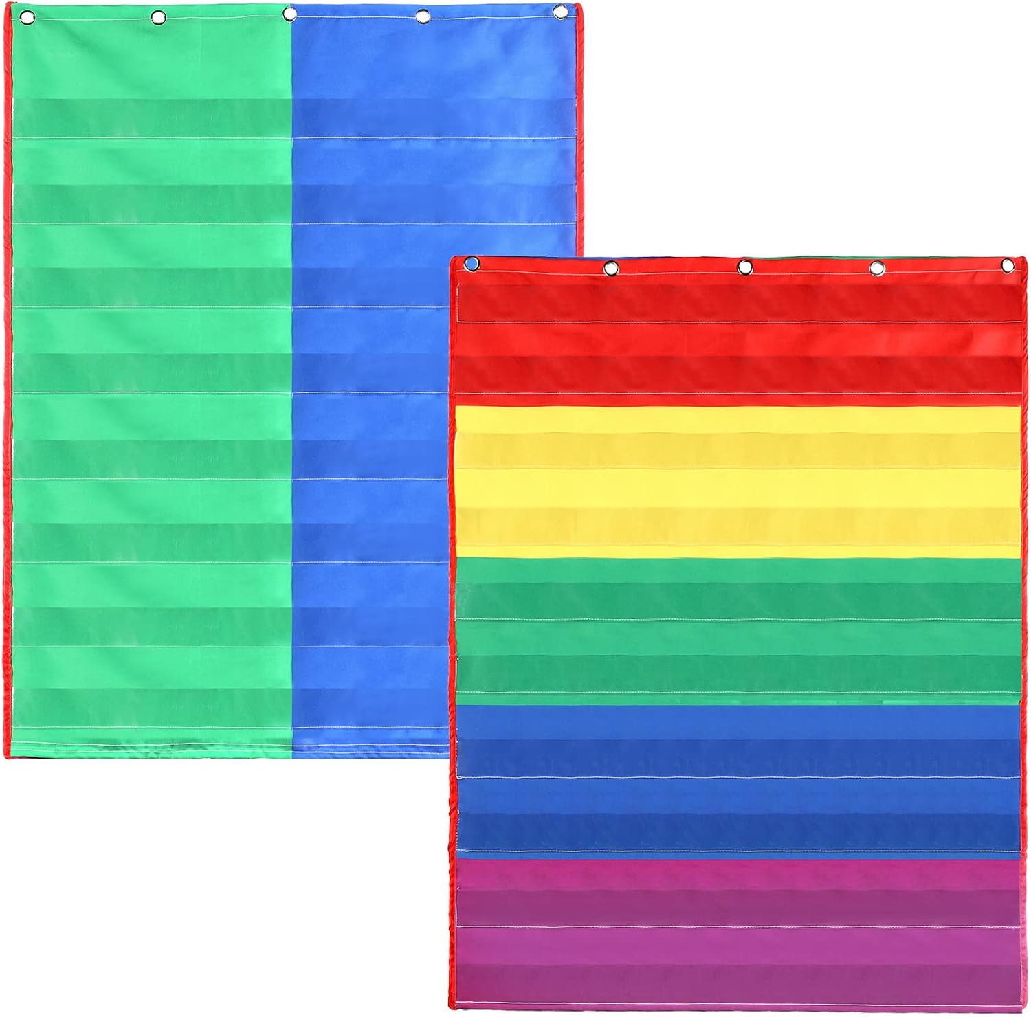 Amazon.com: Outus Double Sided Pocket Chart for Classroom 10 Pockets ...