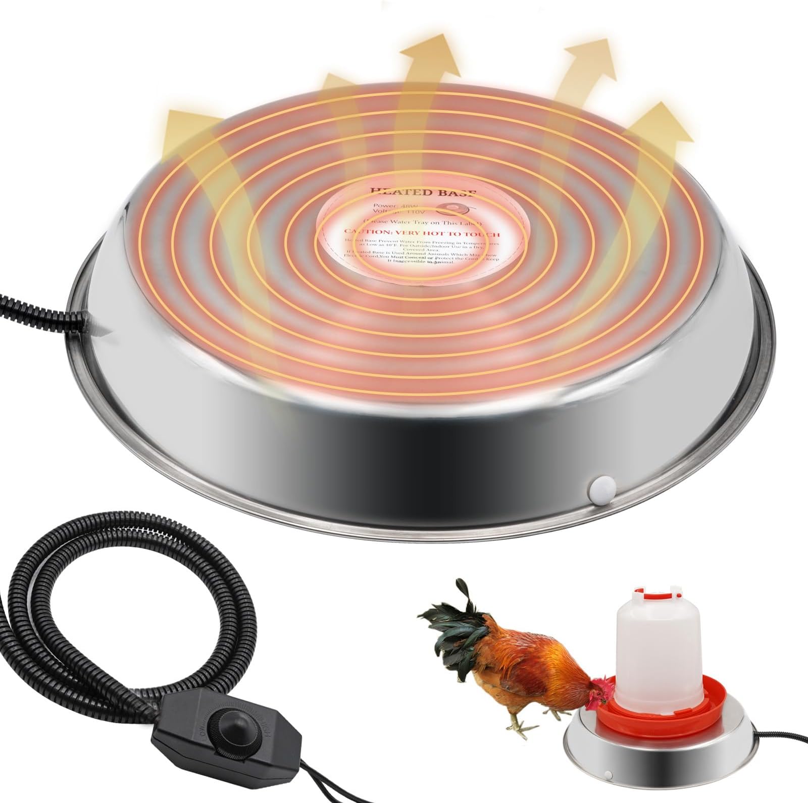 Amazon.com: Poultry Waterer Heated Base, Chicken Water Heater for ...