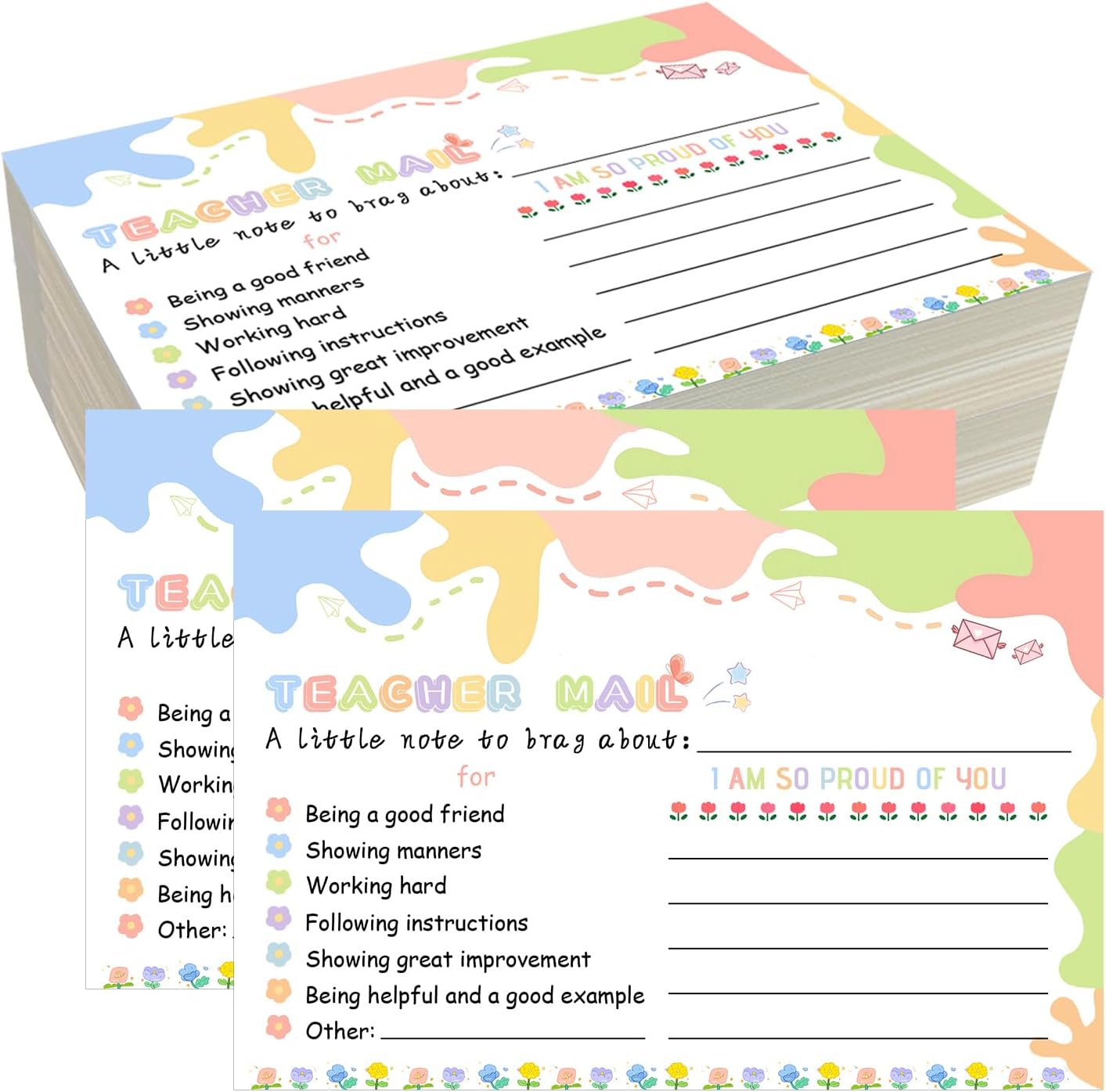 Preschool Teacher 60 Pcs Happy Mail Teacher Notes To Parents Classroom ...