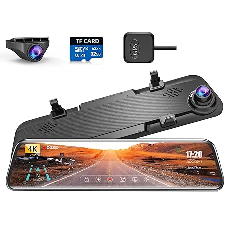 Amazon.com: Pelsee P12 Pro 4K Mirror Dash Cam, 12'' Rear View Mirror ...